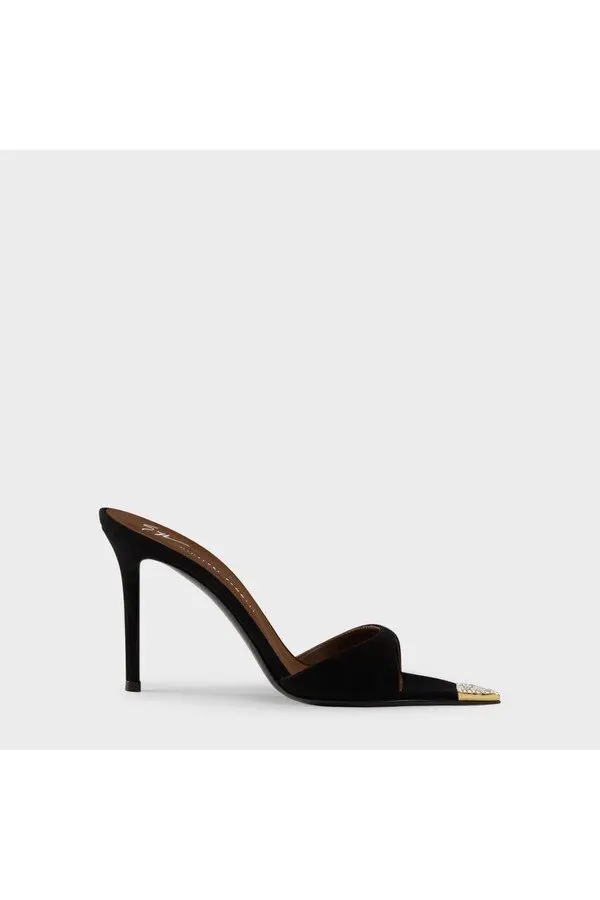 GIUSEPPE ZANOTTI Intriigo Jewelry Mule 90 Suede Mules - Black