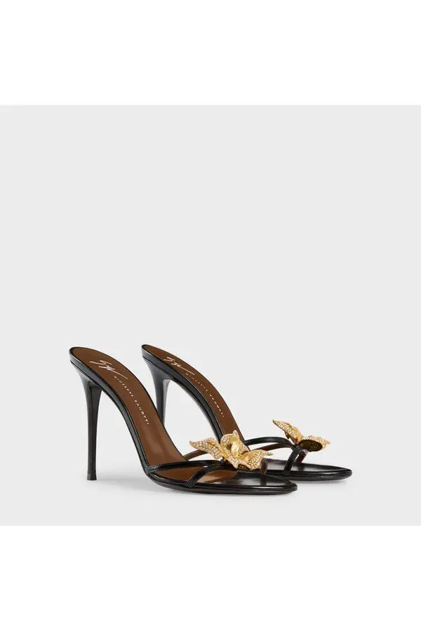 GIUSEPPE ZANOTTI Mariposa Mule 105 Leather Sandals - Black