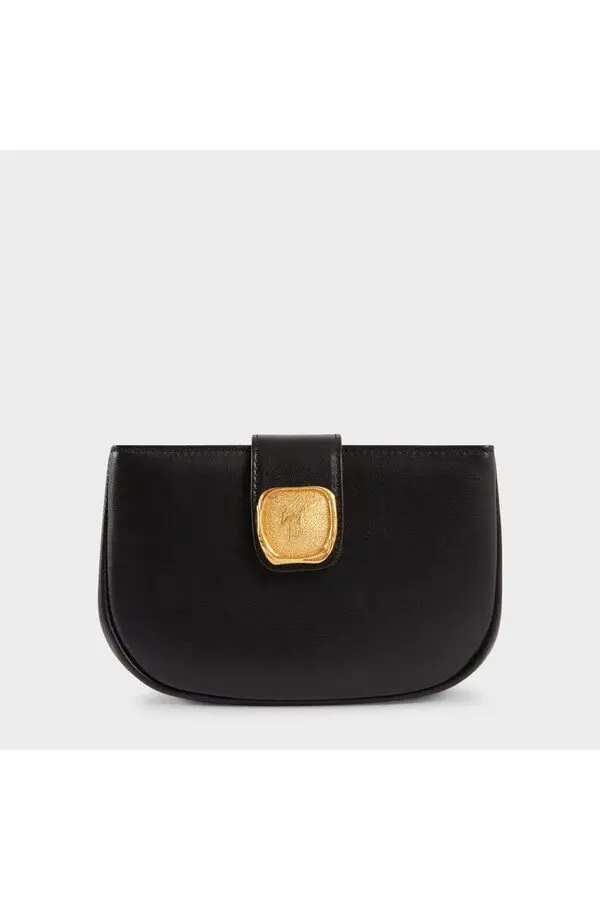GIUSEPPE ZANOTTI Seal Leather Clutch Bag - Black
