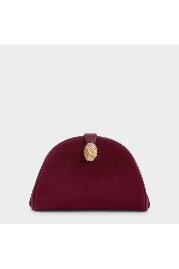 GIUSEPPE ZANOTTI Ophelia Suede Clutch With Rhinestone Embellishment - Burgundy