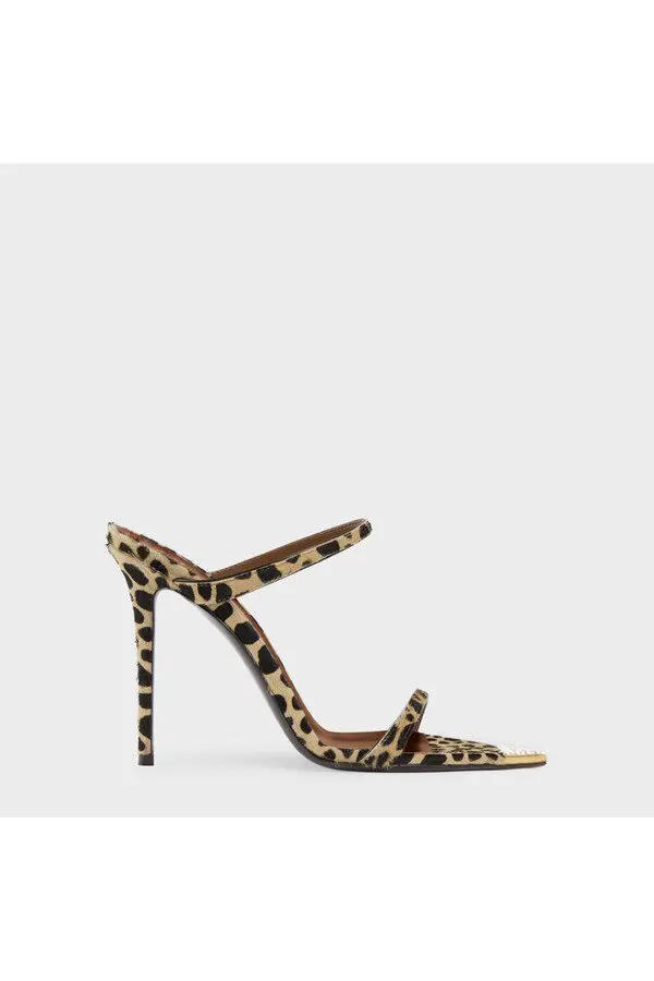 GIUSEPPE ZANOTTI Intriigo Savage 105 Leopard Pony Skin Mule Sandals - Gold