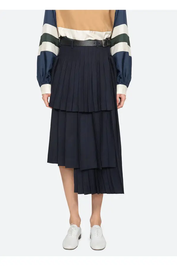 Sea Taliyah Pleated Tiered Midi Skirt