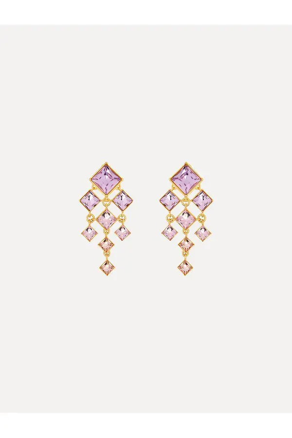 Oscar De La Renta Square-cut Rhinestone Chandelier Clip-on Earrings - Natural
