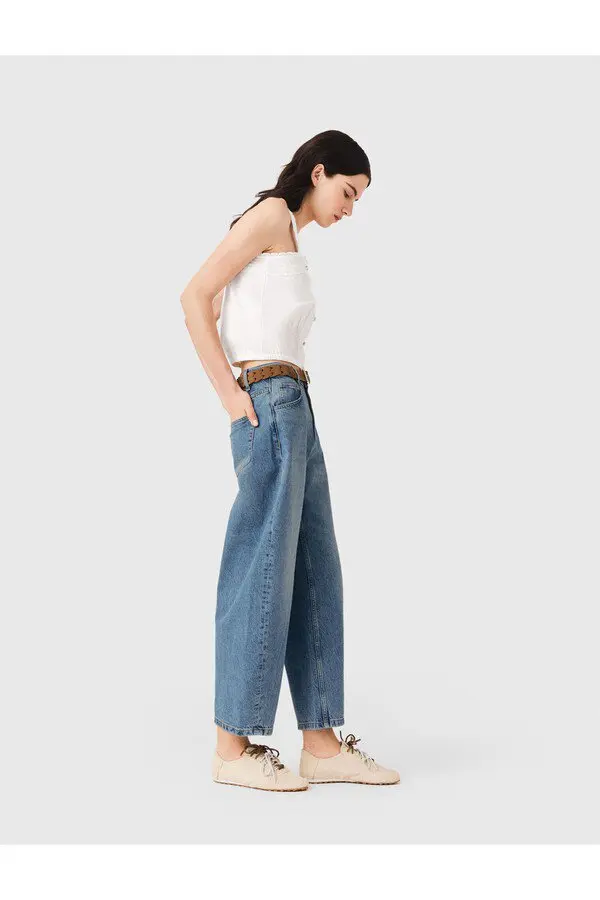 Maje Cropped Top With Lace Trim And Gold Buttons