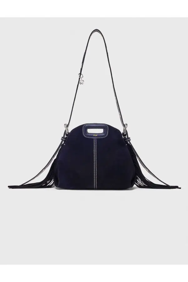 Maje Miss M Suede Mini Bag With Fringing And Topstitching