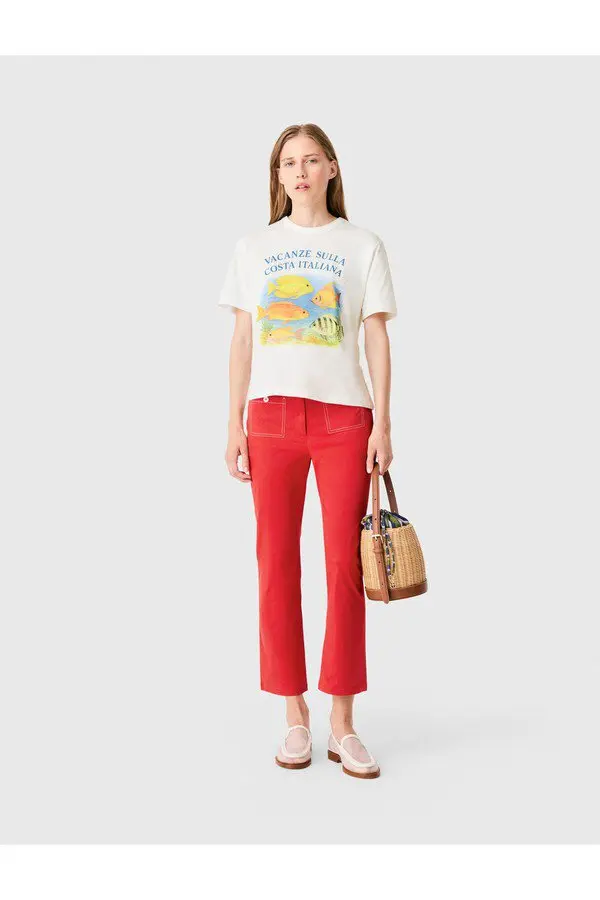 Maje X Blanca Miró T-shirt With Fish Print - White