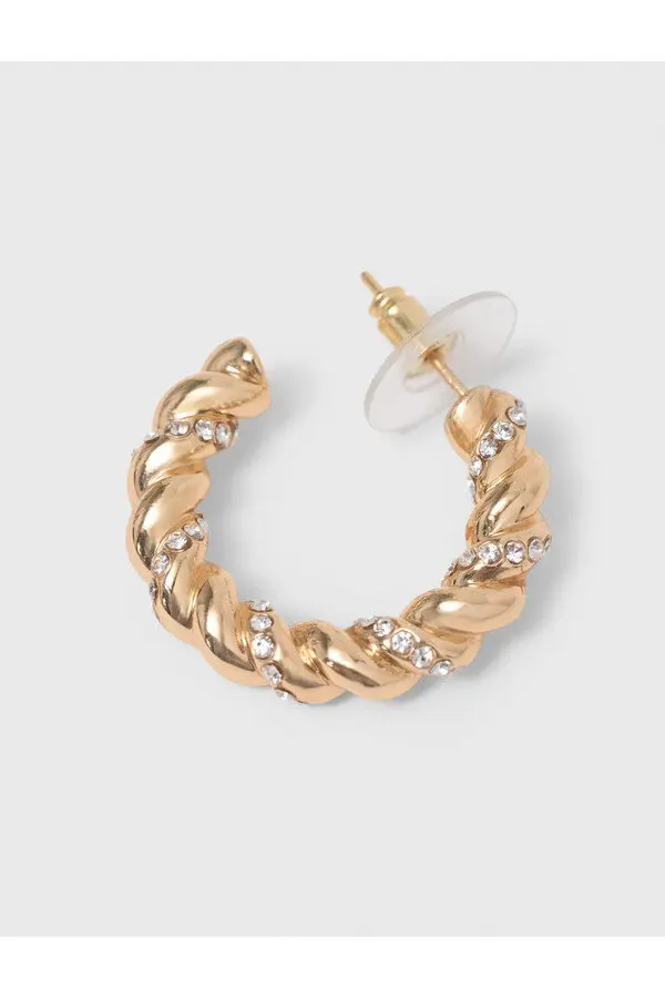 Maje Twisted Rhinestone Hoop Earrings