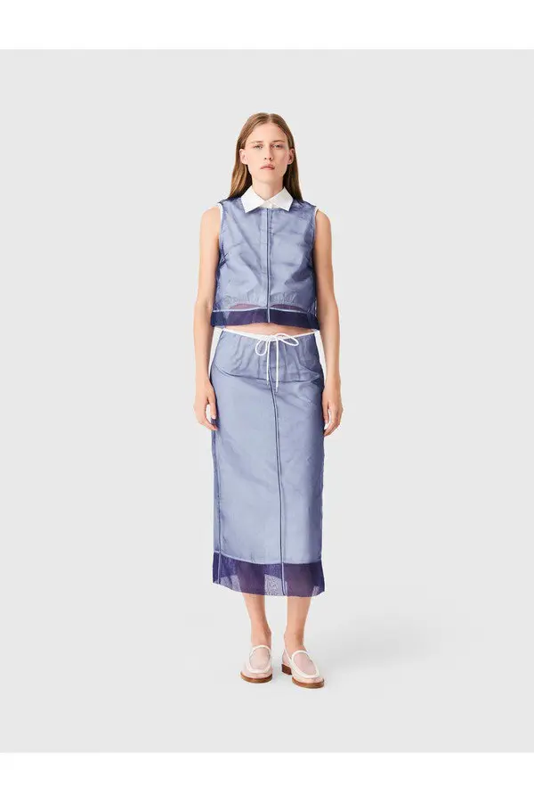 Maje X Blanca Miró Cotton Top With Removable Organza Overlay - Blue