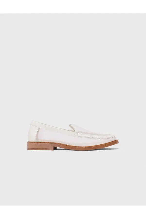 Maje Leather And Mesh Loafers - White