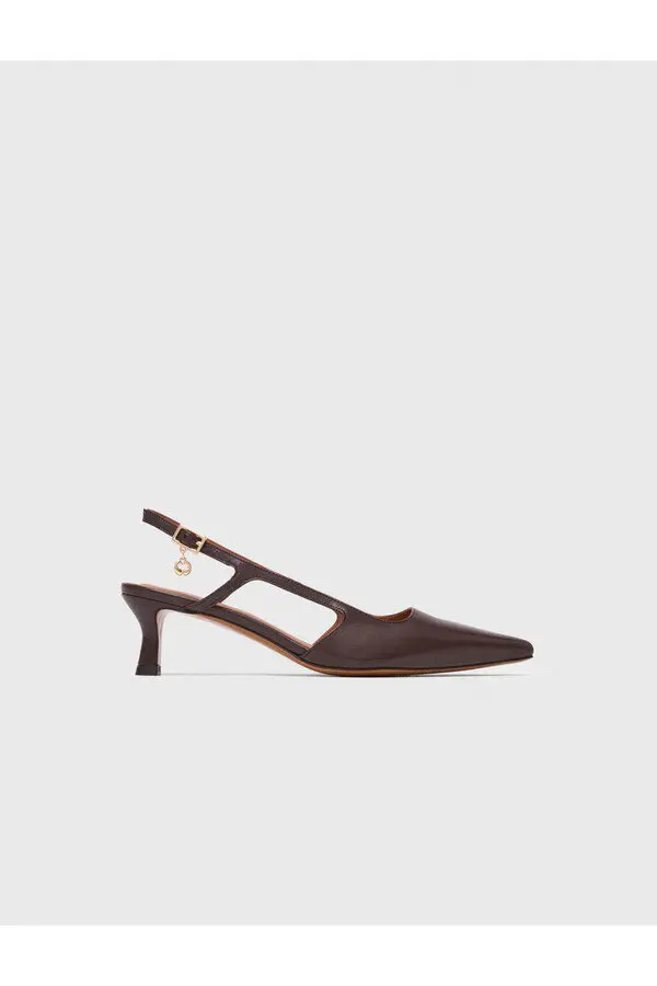 Maje Leather Slingbacks - Gold