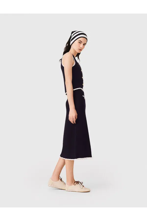 Maje Midi Skirt With Crochet Trim