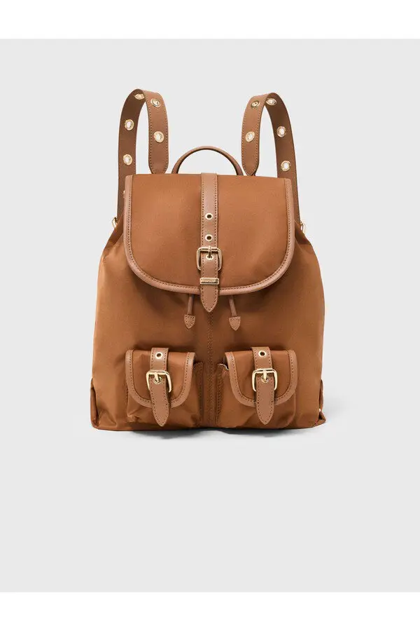 Maje Leather And Nylon Backpack With -tone Hardware