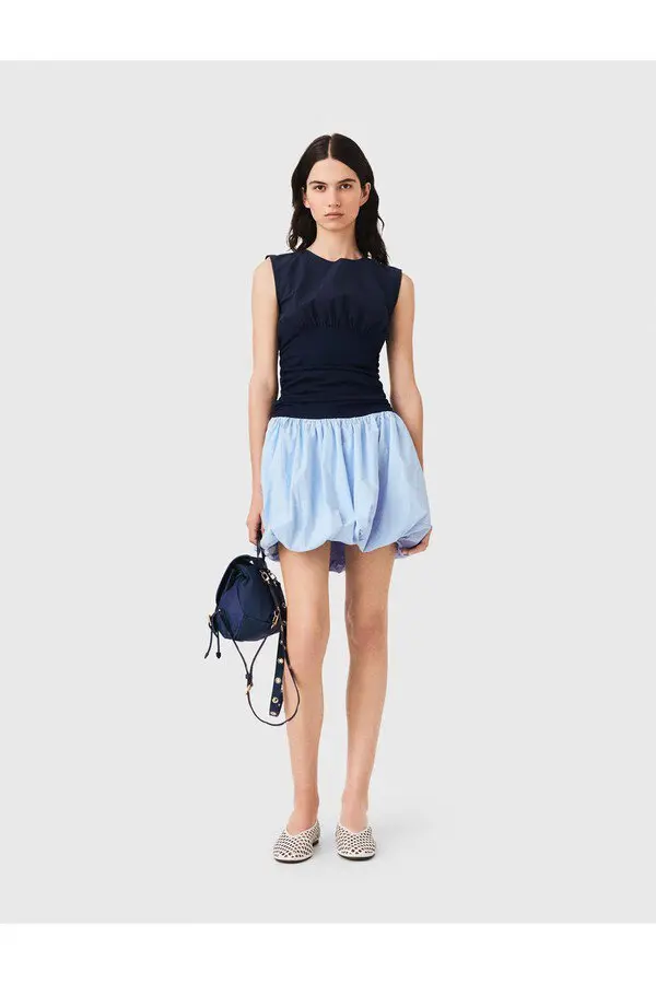 Maje Jersey And Cotton Mix Dress - Blue