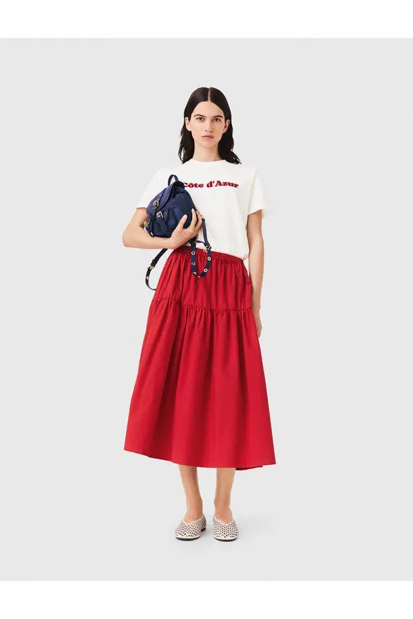 Maje Embroidered Cotton T-shirt - White