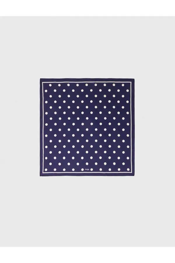 Maje Silk Polka Dot Bandana - Navy
