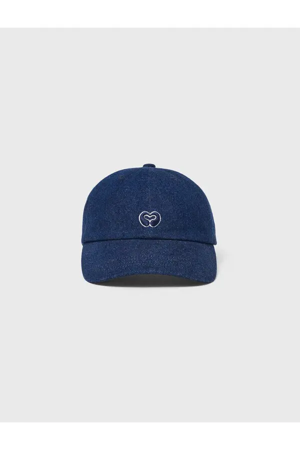 Maje Raw Denim Cap With Logo - Blue