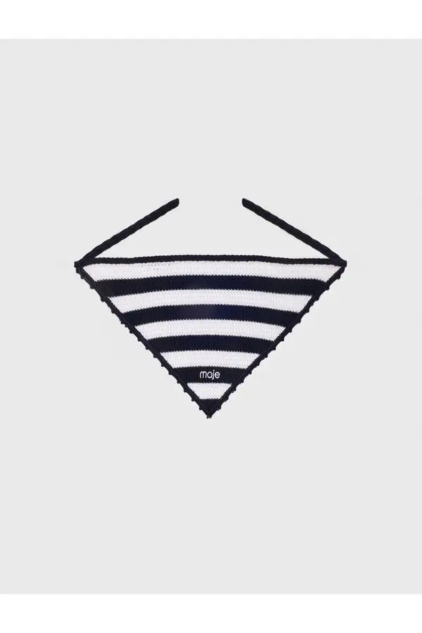 Maje Striped Crochet Triangle - Black / Navy / Stripe / White
