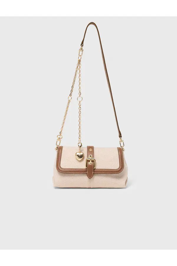 Maje Miss M Walk Canvas And Leather Mix Bag - White