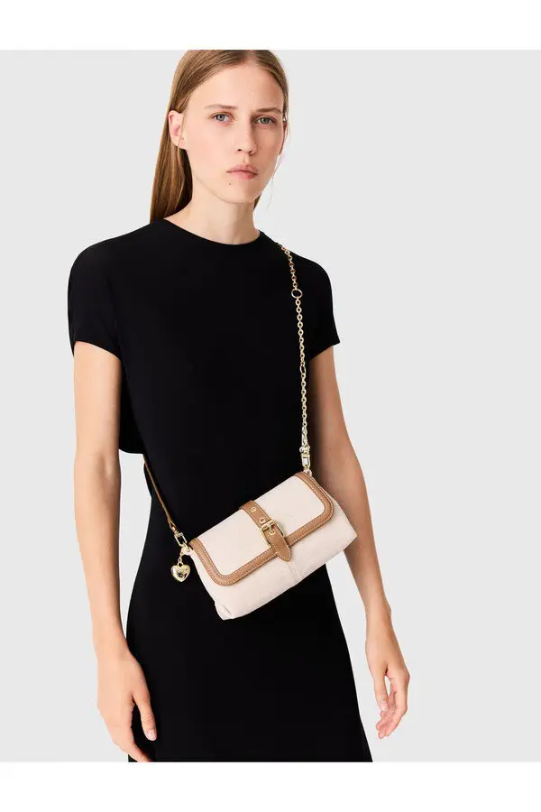 Maje Miss M Walk Canvas And Leather Mix Bag