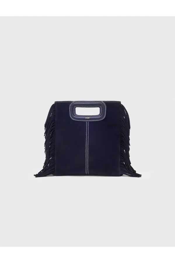 Maje Suede M Bag With Topstitching - Blue