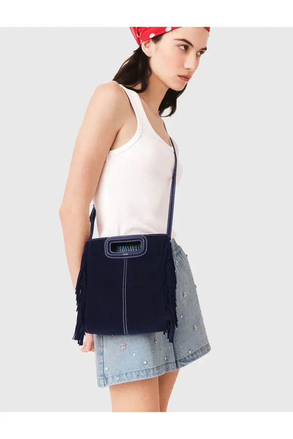 Maje Suede M Bag With Topstitching