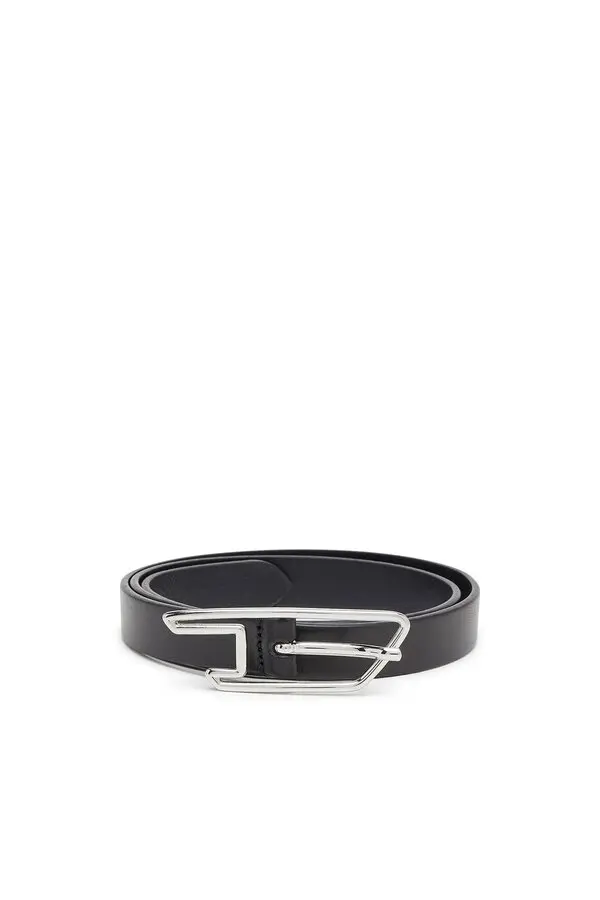 DIESEL® Pull-up Leather Belt With D Buckle - Black