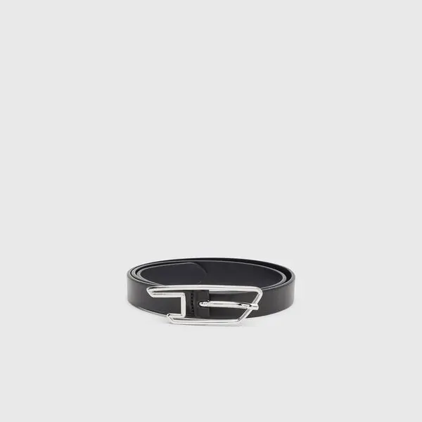 DIESEL® Slim Pull-up Leather Belt With D Buckle - Black