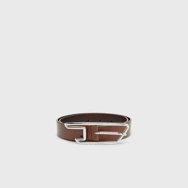 DIESEL® Pull-up Leather Belt With D Buckle - Brown