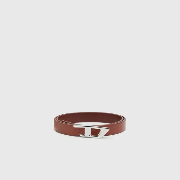 DIESEL® 2 Cm Leather Belt With D Buckle - Brown