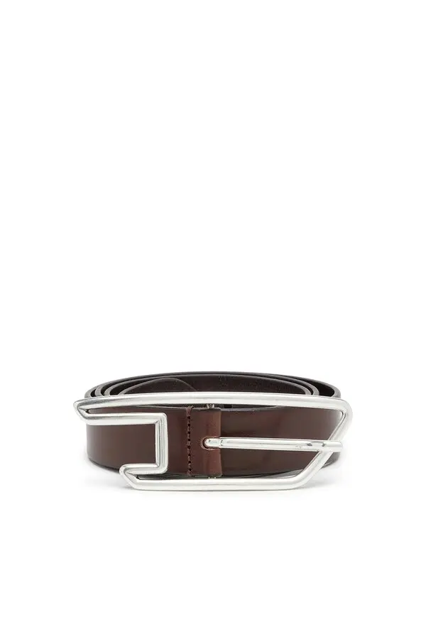 DIESEL® Leather Belt With D-logo Buckle - Brown