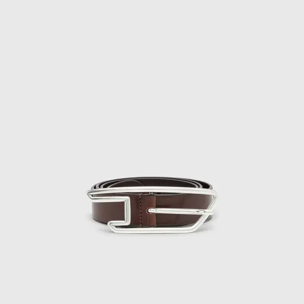 DIESEL® Leather Belt With D-logo Buckle - Brown