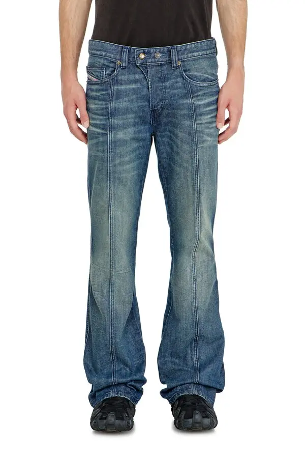 DIESEL® Bootcut Jeans With Double Button Fly And Embroidered Detail - Blue