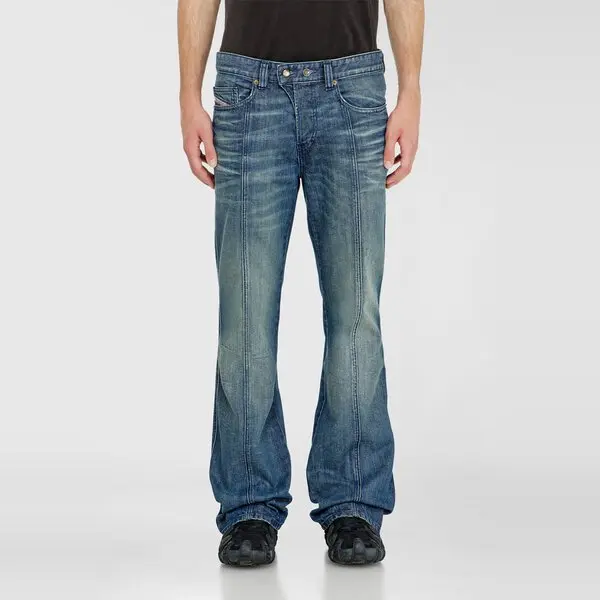 DIESEL® Bootcut Jeans With Double Button Fly And Embroidered Detail - Blue
