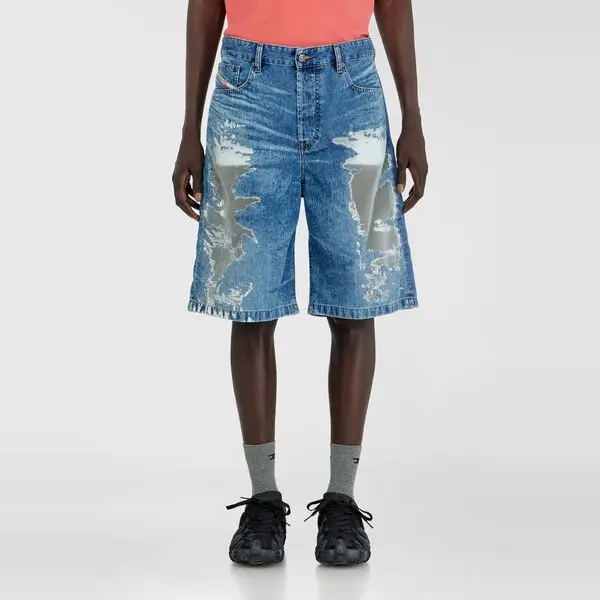 DIESEL® X Tinder "for Successful Loving" Devoré Denim Shorts - Blue