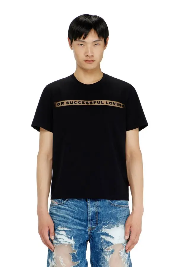DIESEL® X Tinder "for Successful Loving" Devoré T-shirt - Black