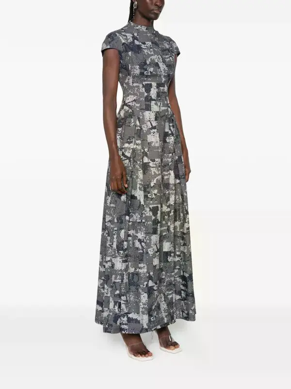 Leen Mougrhabi Rania Abstract-print Cap-sleeve Maxi Dress