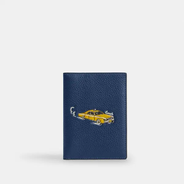 COACH OUTLET Passport Card Case With Car Print - Silver/deep Blue Multi