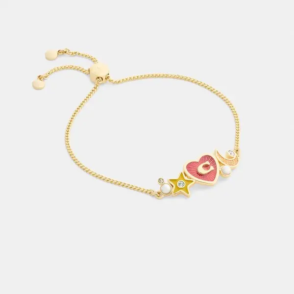 COACH OUTLET Coach Celestial Stars And Hearts Slider Bracelet - Gold/multi