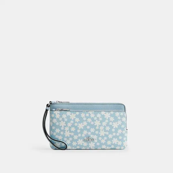 COACH OUTLET Coach Double Zip Wristlet - Silver/blue Multi