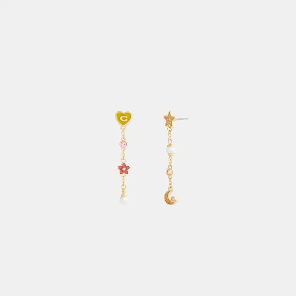 COACH OUTLET Coach Celestial Stars And Hearts Linear Earrings - Gold