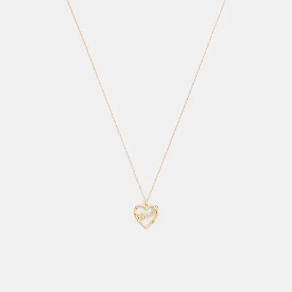 COACH OUTLET Script Heart Pendant Necklace - Gold