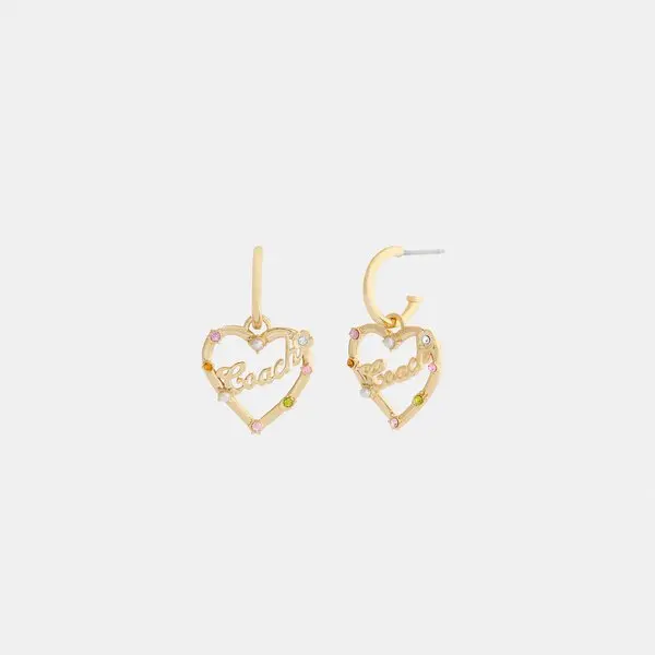COACH OUTLET Coach Script Heart Hoop Earrings - Gold