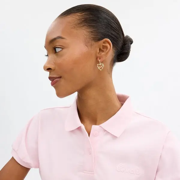 COACH OUTLET Coach Script Heart Hoop Earrings
