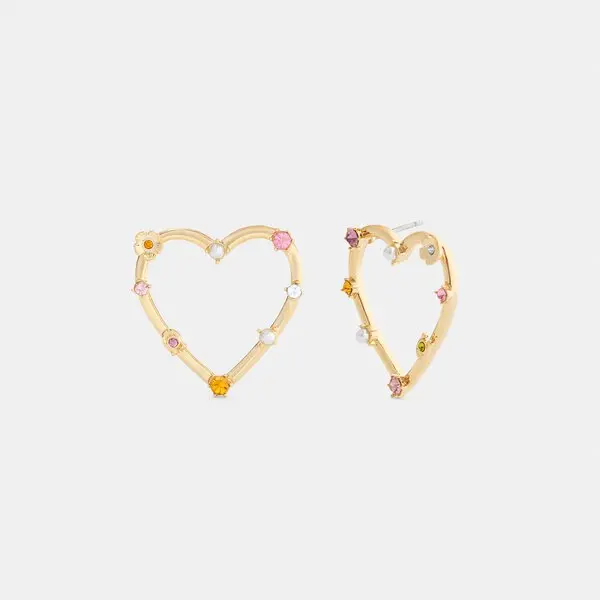 COACH OUTLET Oversized Heart Stud Earrings - Gold/multi