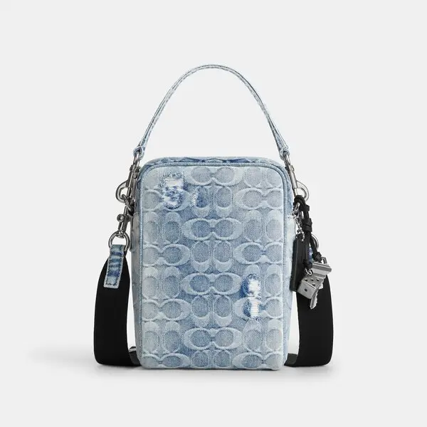 COACH OUTLET Tristan Crossbody Bag 14 In Signature Denim With Charms - Silver/light Indigo
