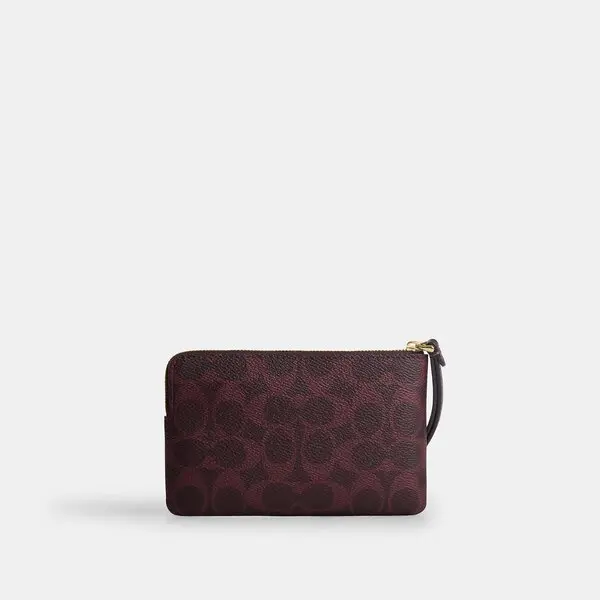 COACH OUTLET Signature Canvas Wristlet - Gold/black Currant