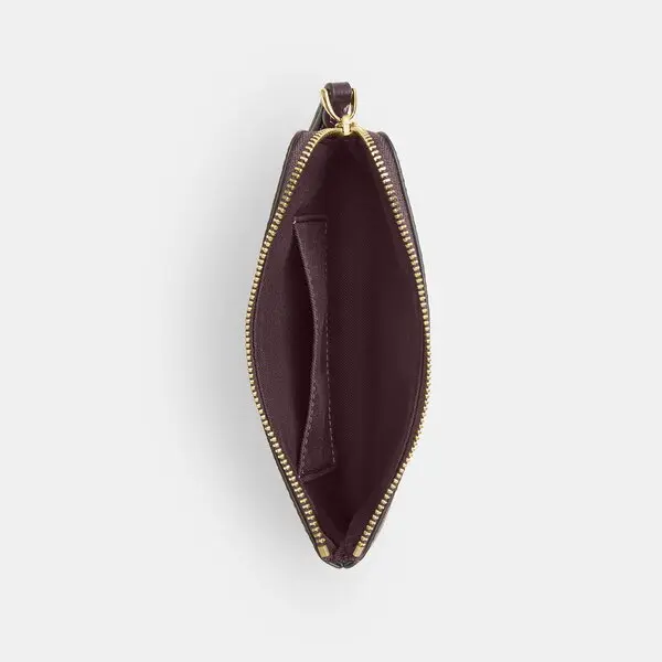 COACH OUTLET Signature Canvas Wristlet - Gold/black Currant