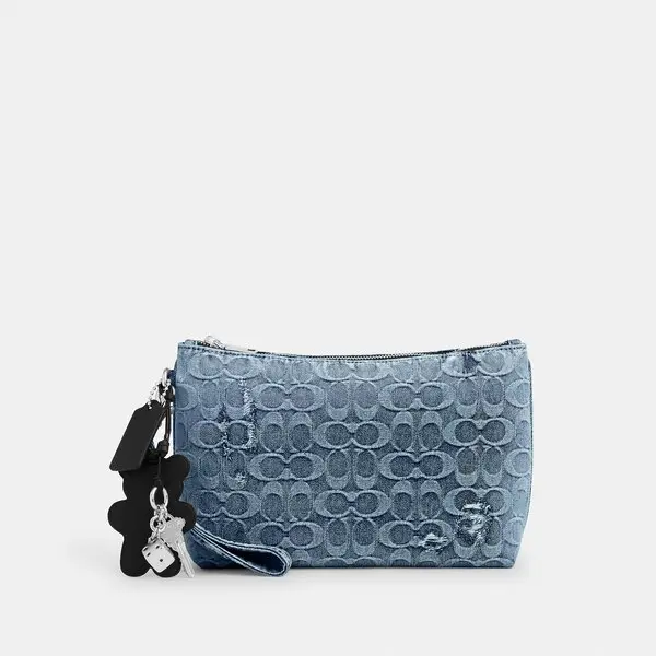 COACH OUTLET Pouch In Signature Denim With Charms - Silver/light Indigo