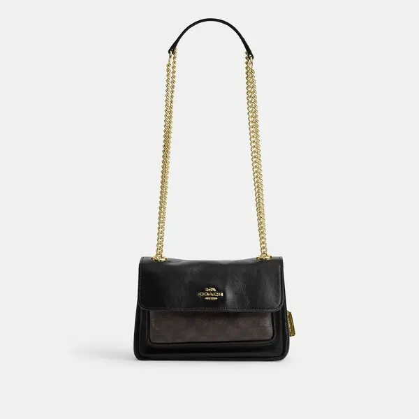 COACH OUTLET Coach Signature Canvas Elodie Crossbody Bag 18 - Gold/walnut/black