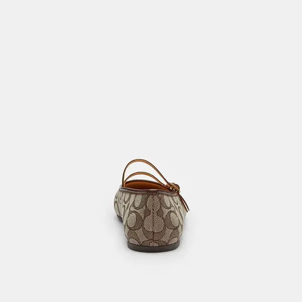 COACH OUTLET Coach Signature Jacquard Double Buckle Mary Jane Flats - Oak/maple